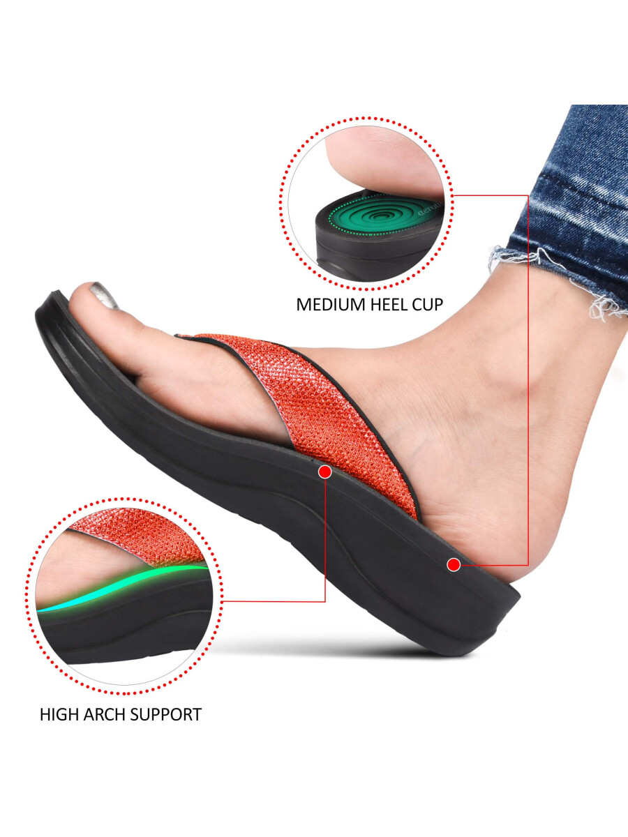 Buy Aerothotic Pakistan Sparkle Ladies Red Flip Flop Slippers L0801Red6 ...