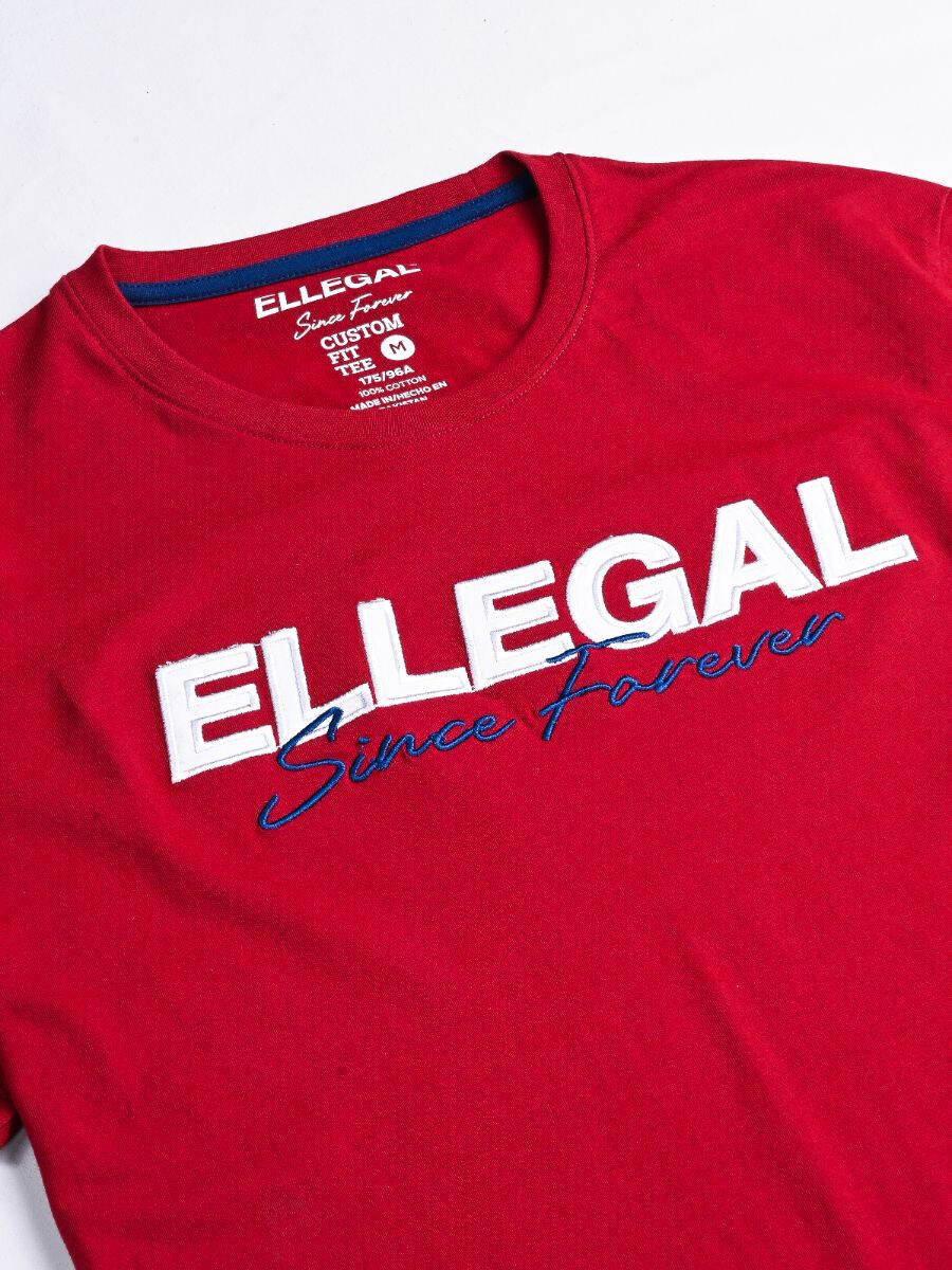 Buy Ellegal SF Applique Burgundy Men Cotton Tee Shirt